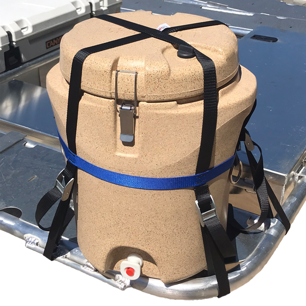 Secure a round water cooler to a raft with a harness | Rafting Gear ...
